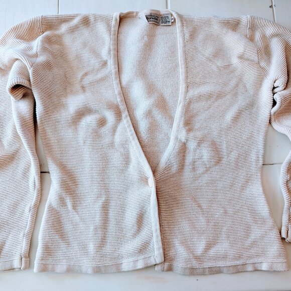 Naturelle | Sweaters | Vtg Naturelle Cream Ribbed Cardigan Sz M One ...